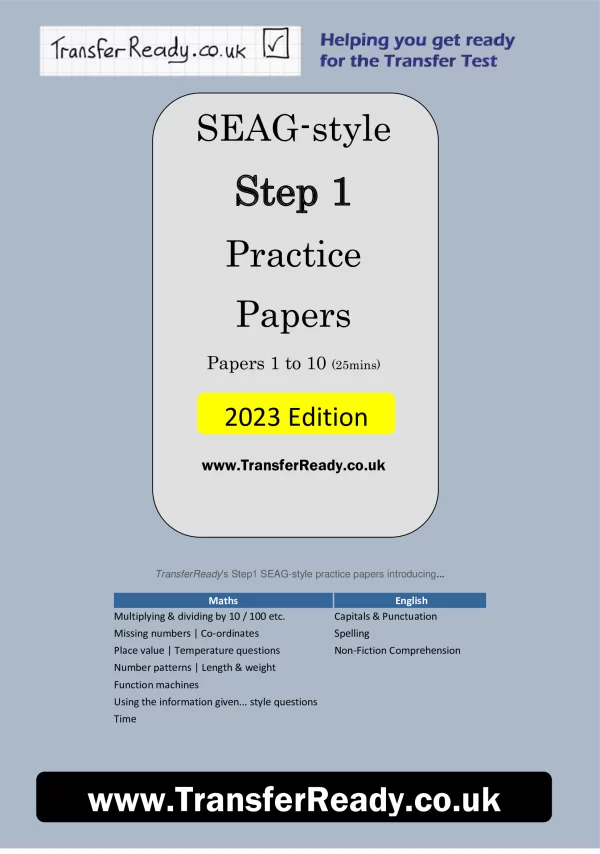 SEAG style Step1 practice question papers | 2023 Edition | TransferReady